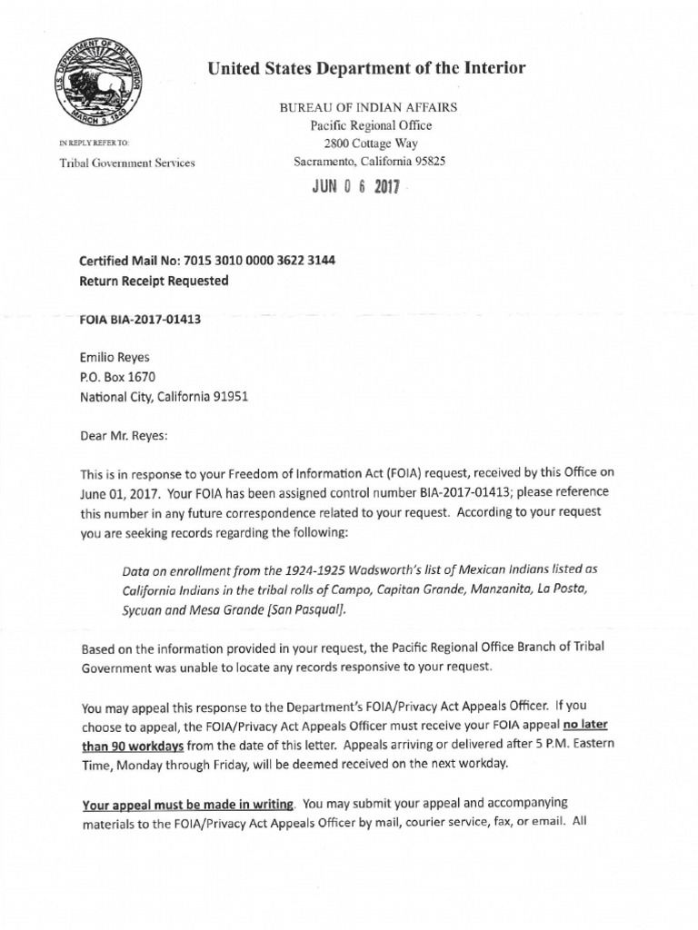Bia-Sol Foia Request For San Pasqual Information | PDF | Freedom Of ...