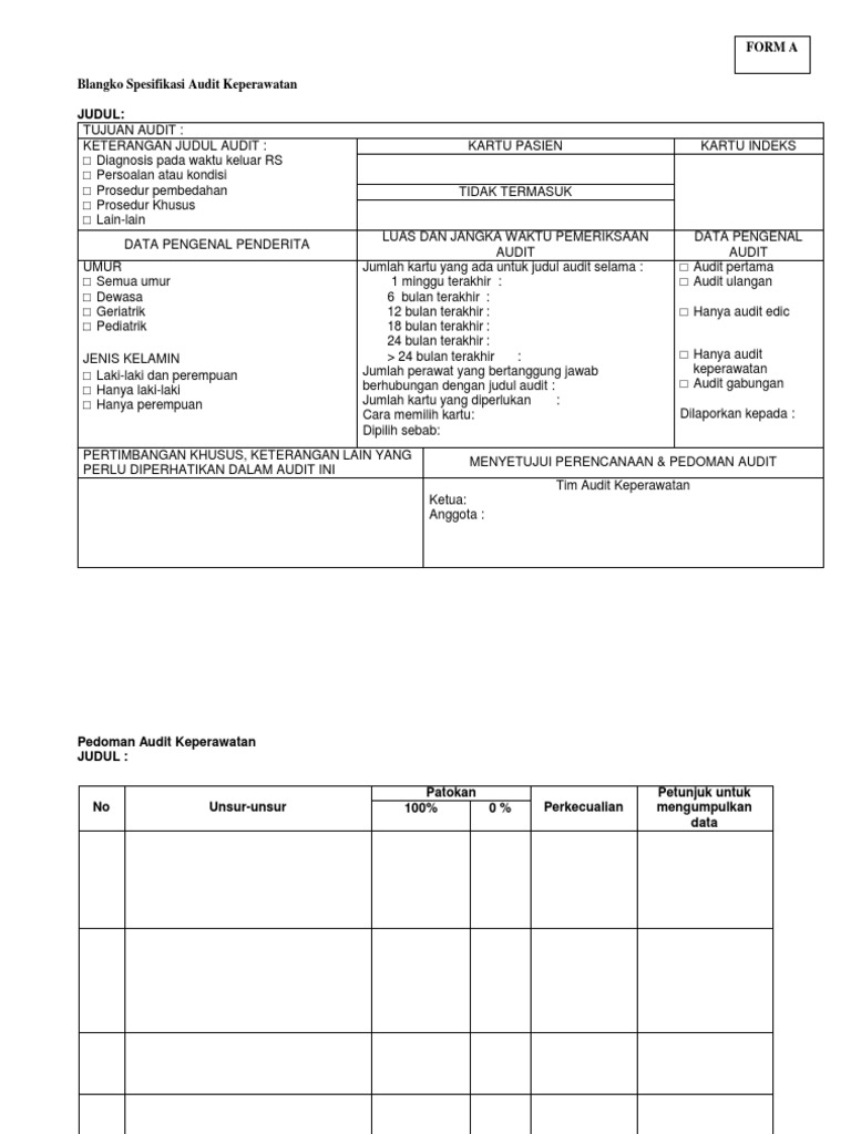 Form Audit Keperawatan | PDF