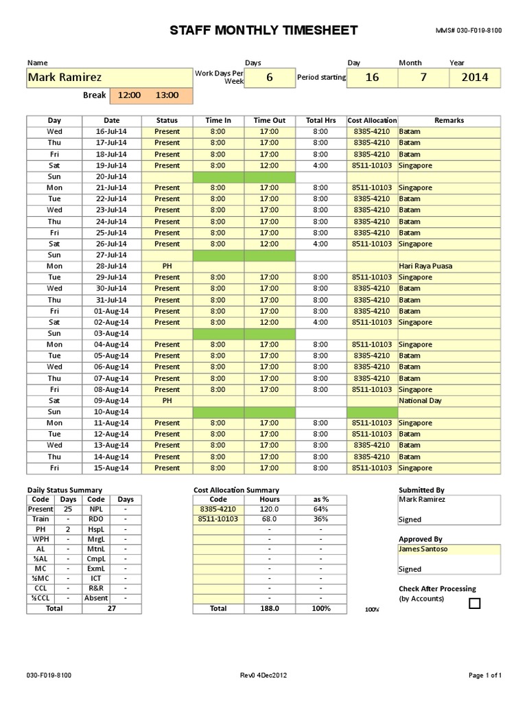 Reference Timesheet Sample | Download Free PDF | Business