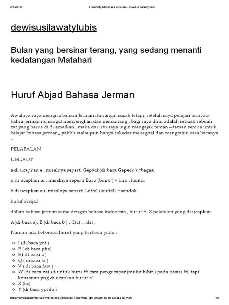 Huruf Abjad Bahasa Jerman - Dewisusilawatylubis | PDF