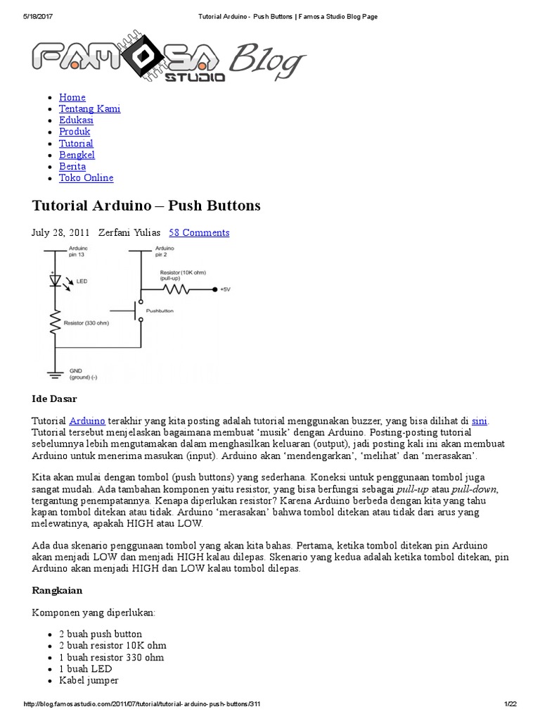 Tutorial Arduino - Push Buttons | PDF