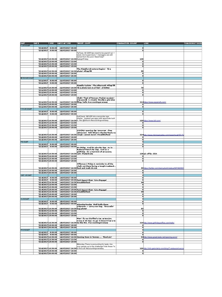 Twitter Publishing Schedule Template | Download Free PDF | Leisure ...