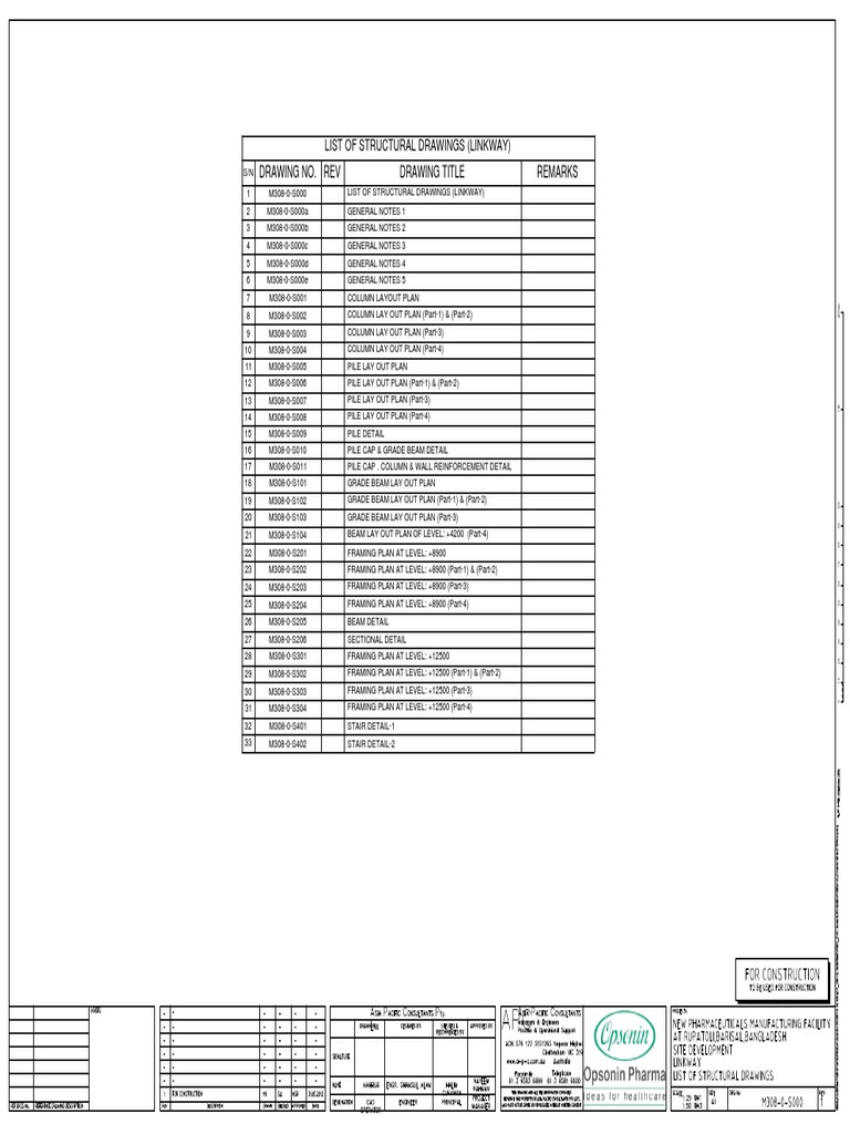 List of Structural Drawings (Linkway) Drawing No. Rev Drawing Title ...