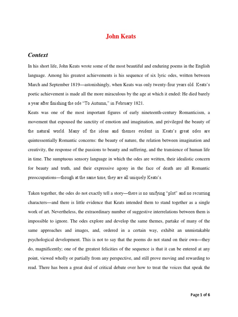 John Keats | PDF | John Keats | Poetry