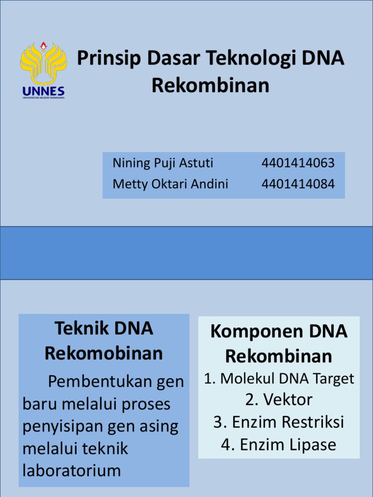 Prinsip Dasar Teknologi DNA Rekombinan | PDF