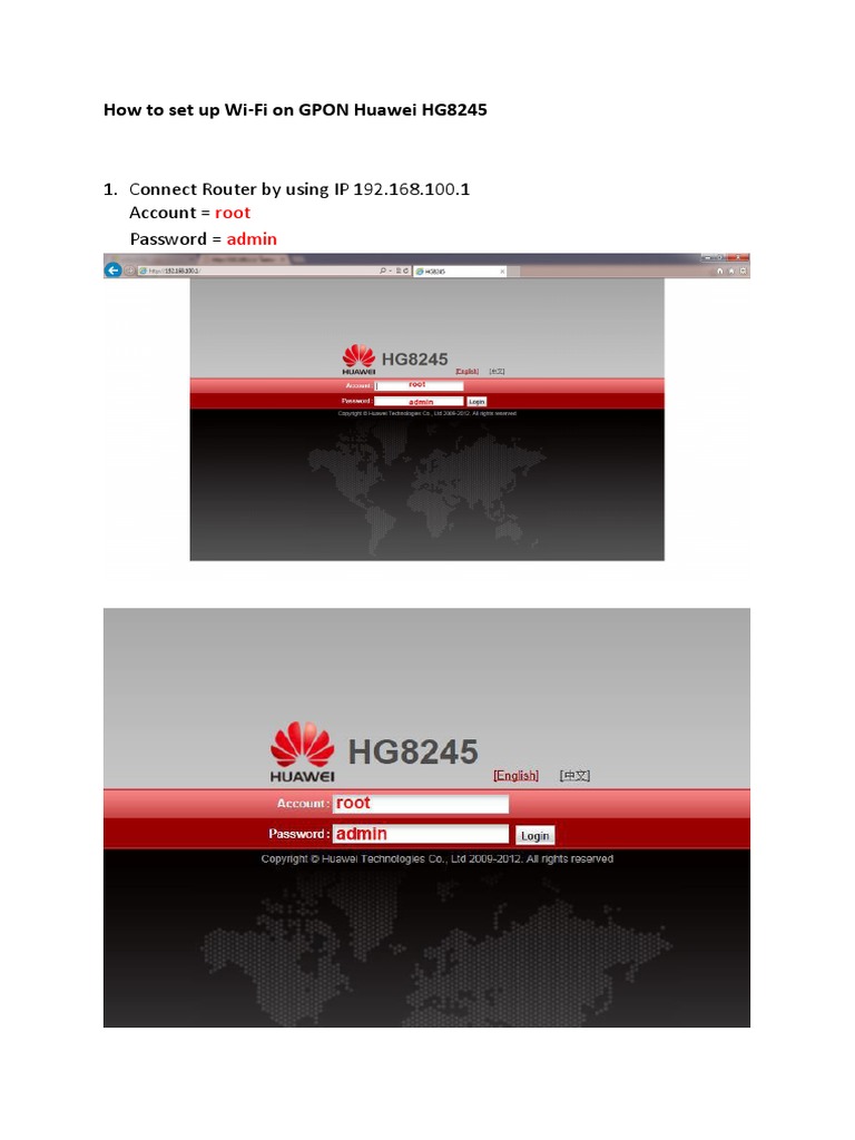 Connect Router by Using IP 192.168.100.1 Account Password | PDF ...