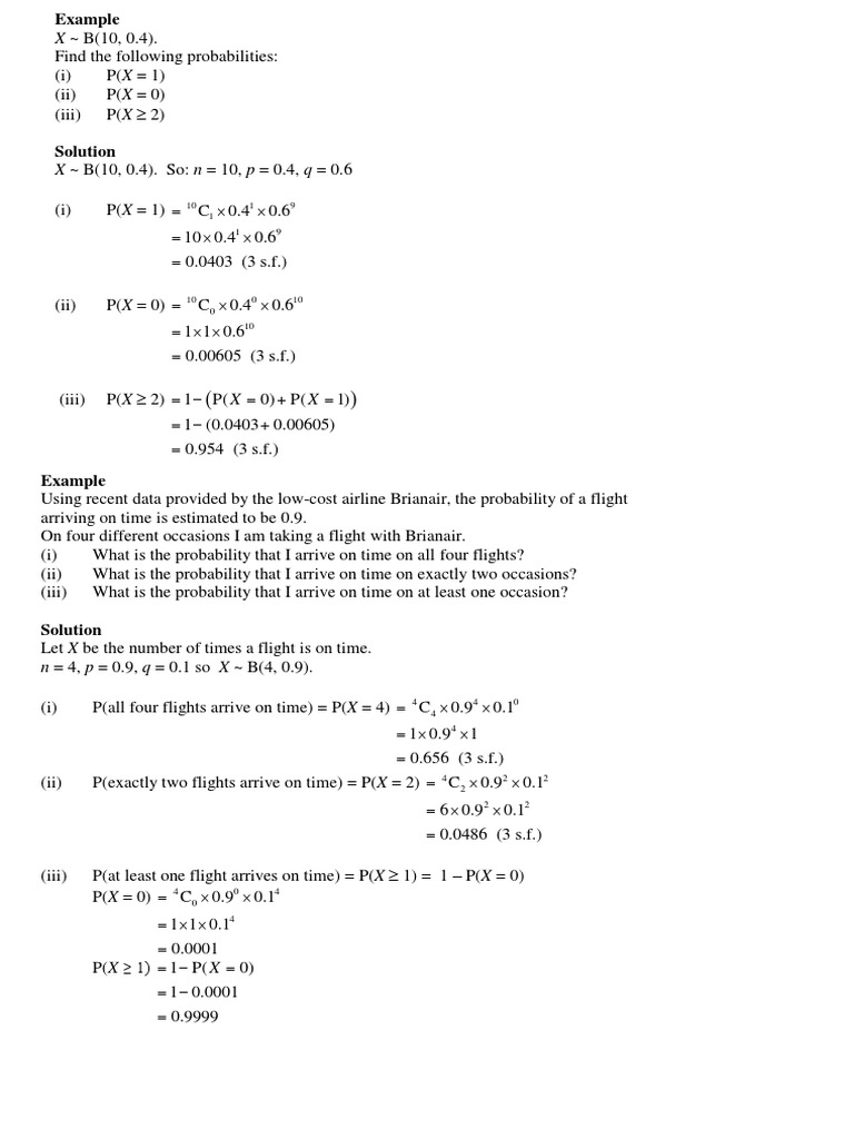 Binomial Worked Examples | PDF | Probability | Applied Mathematics