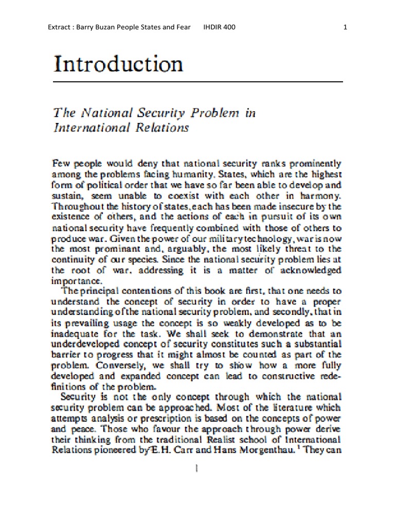 Extract: Barry Buzan People States and Fear IHDIR 400 1 | PDF