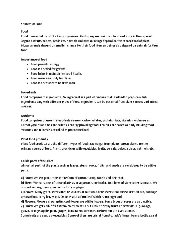 Sources of Food | PDF | Plants | Fruit