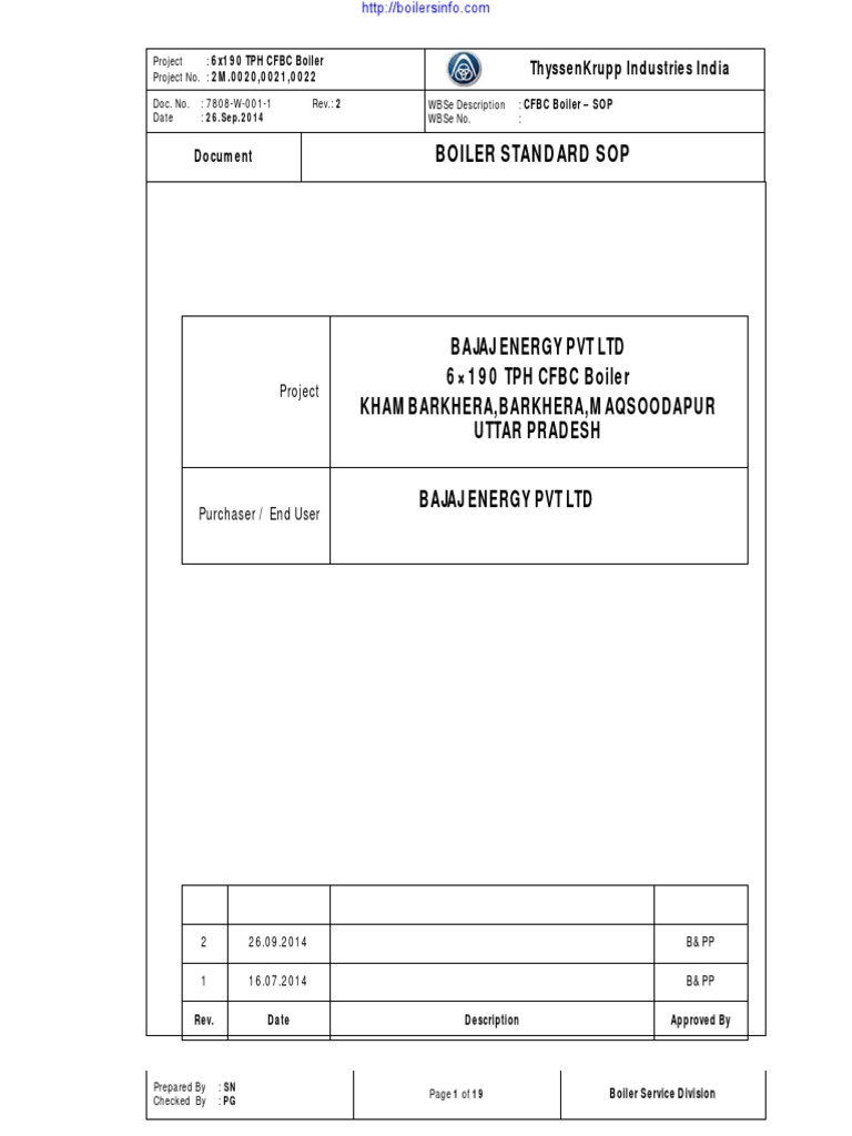 190 TPH Start Up Procedure | PDF | Boiler | Furnace