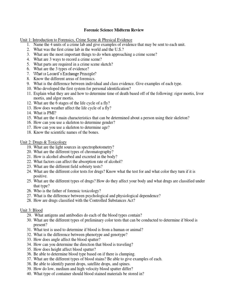 Forensic Science Midterm Review | PDF | Blood Type | Forensic Science