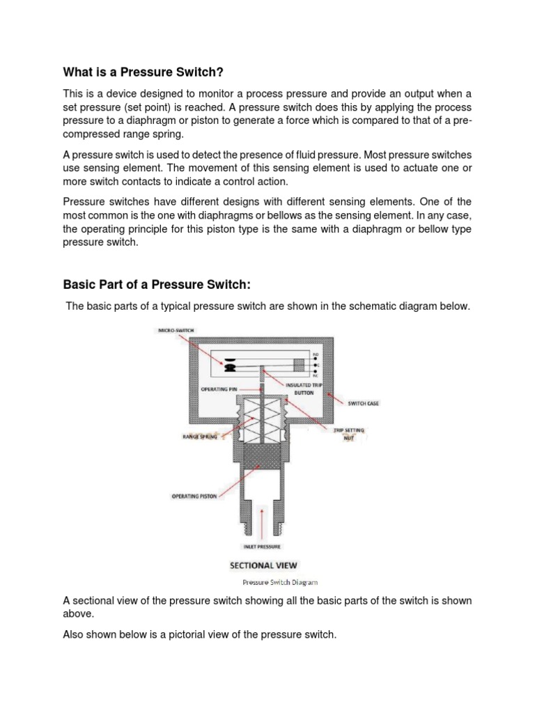What Is A Pressure Switch?: The Basic Parts of A Typical Pressure ...