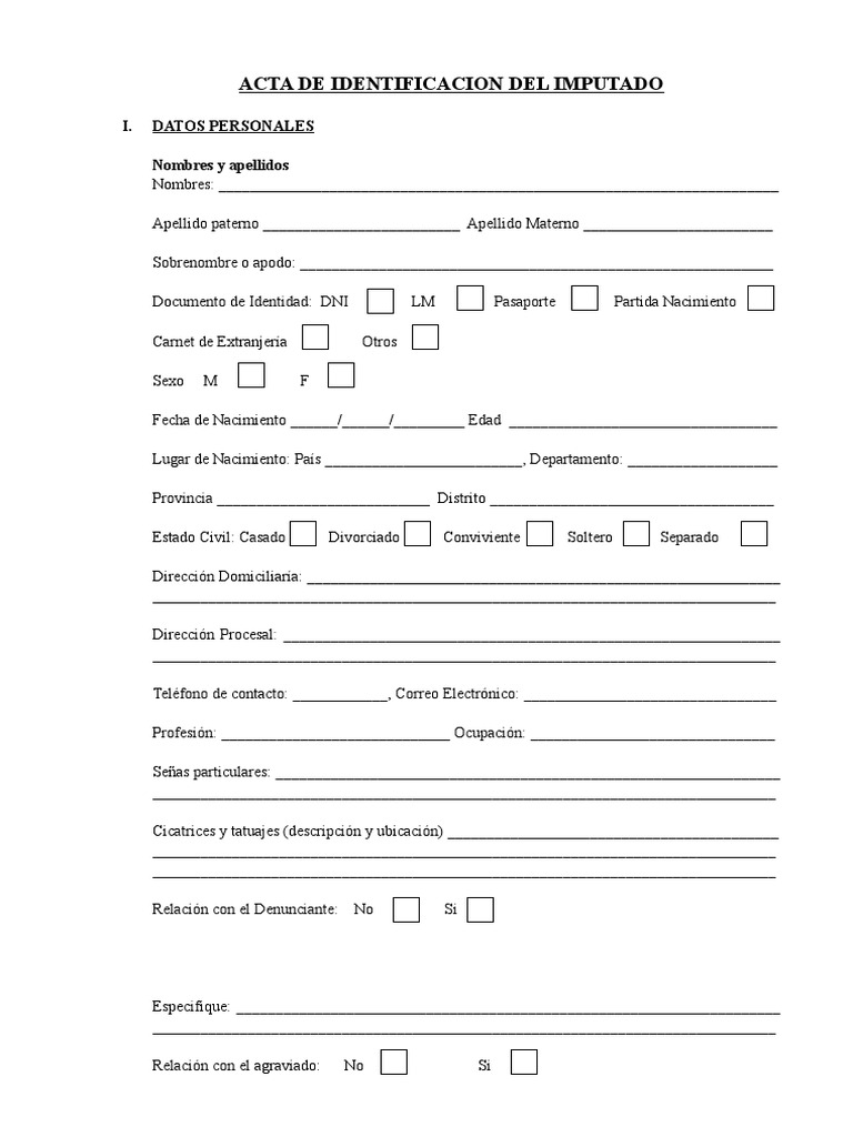 Acta de Identificacion Del Imputado | Autenticación | Documentos oficiales