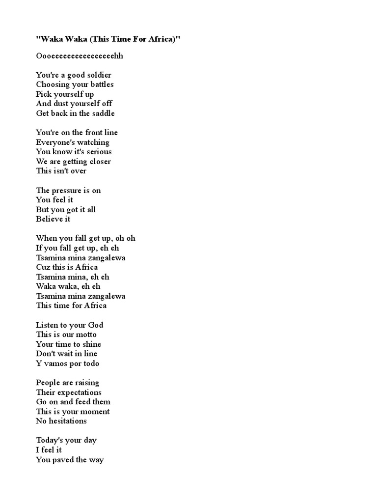 Waka Waka - Shakira | PDF | Championships | Songs Written