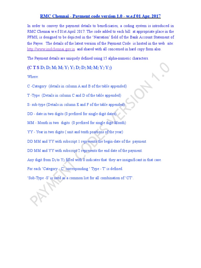 Payment Codes | PDF | Payments | Services (Economics)