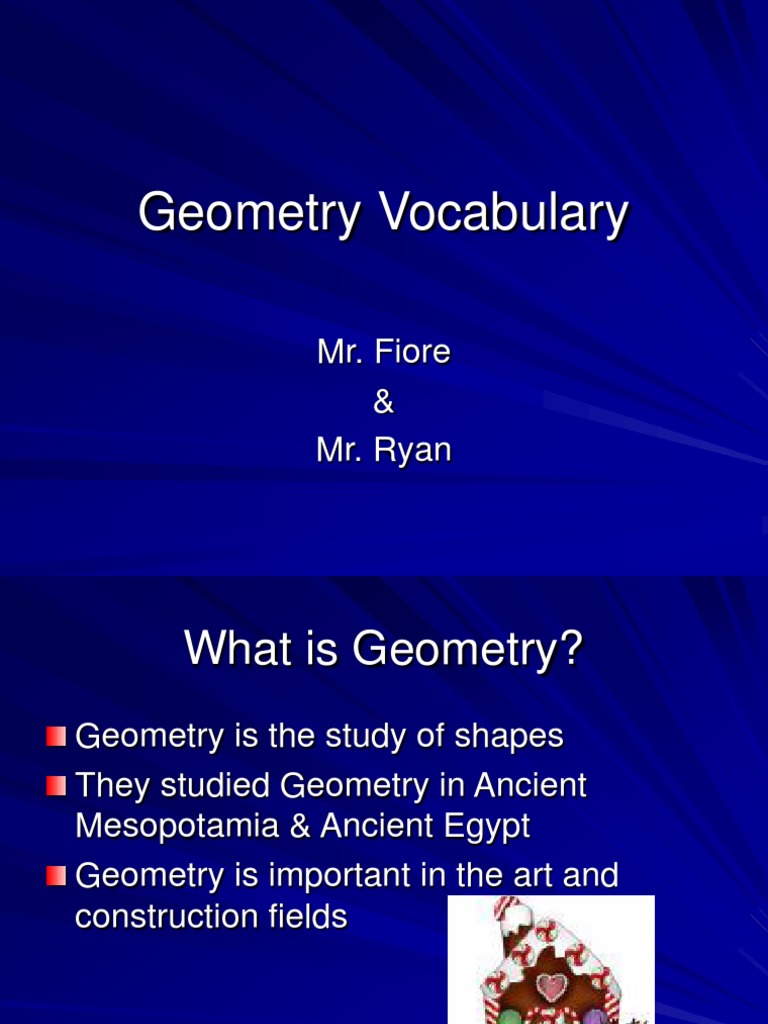 Geometry Vocabulary: Mr. Fiore & Mr. Ryan | PDF | Angle | Vertex (Geometry)