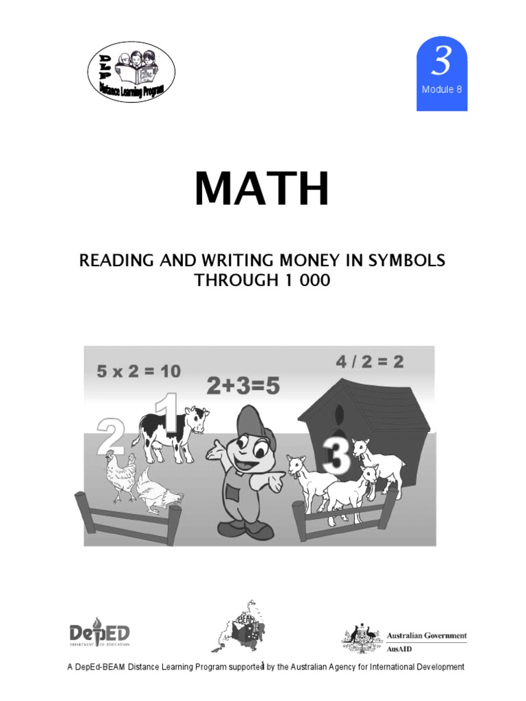 Math 3 DLP 8 - Reading and Writing Money in Symbols Through 1 000 | PDF ...