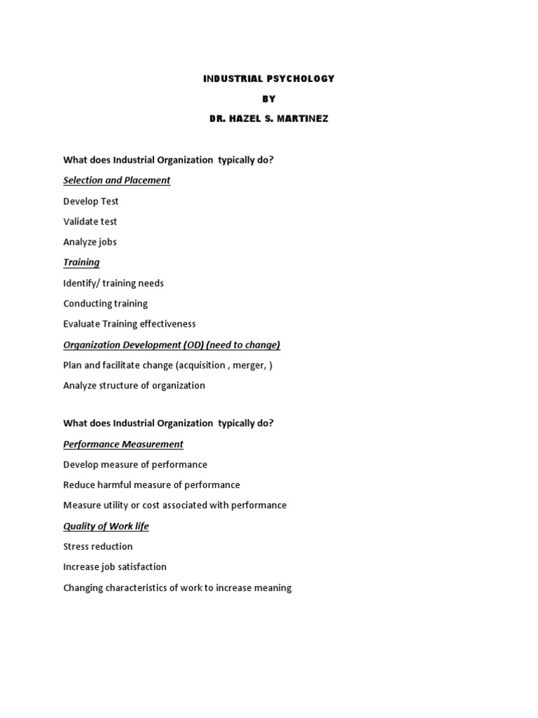 Handouts Industrial Psychology | PDF | Industrial And Organizational ...