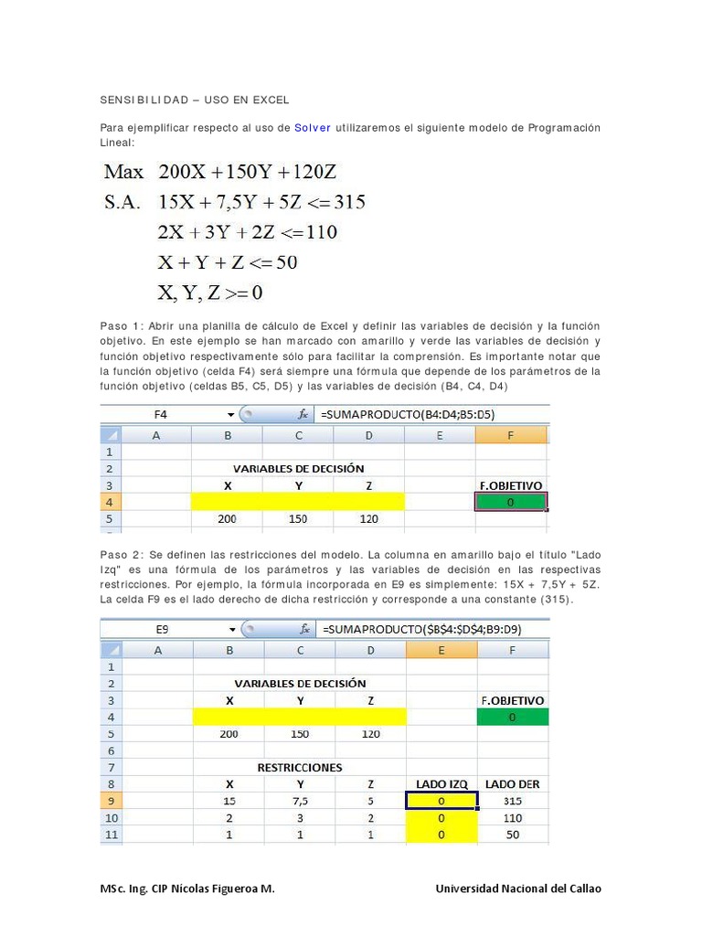 Tutorial Solver Excel | PDF | Hoja de cálculo | Microsoft Excel