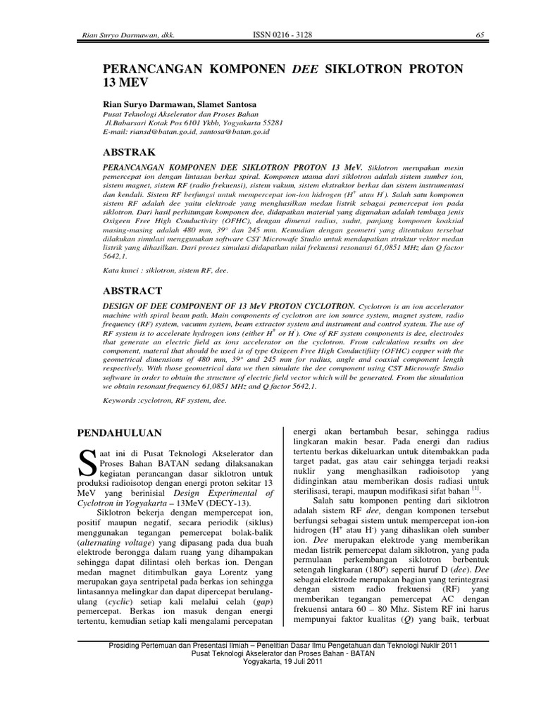 Desain Komponen Dee Siklotron 13 MeV | PDF | Sains & Matematika | Komputer