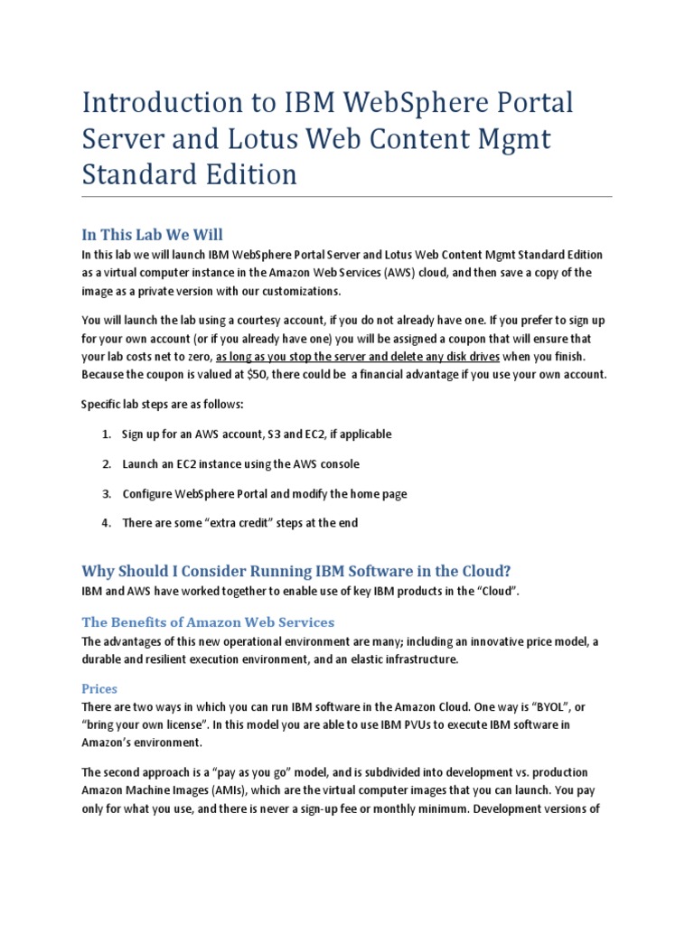 Ibm Websphere Portal Server And Lotus Web Content Mgmt Lab Pdf Amazon Web Services Cloud 2281