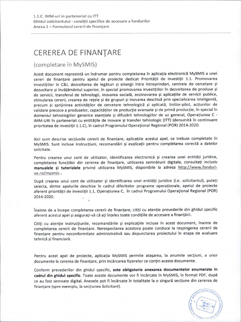Anexa 1 Cererea de Finantare | PDF