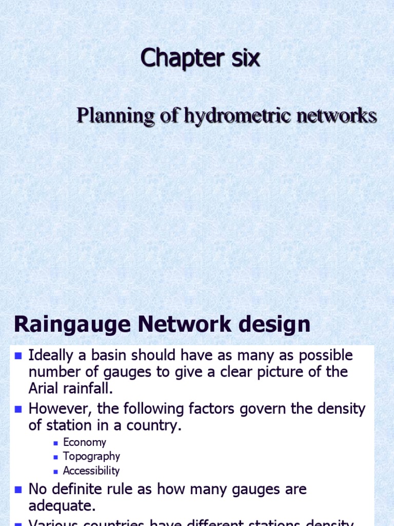 Chapter Six: Planning of Hydrometric Networks | PDF | River | Flood