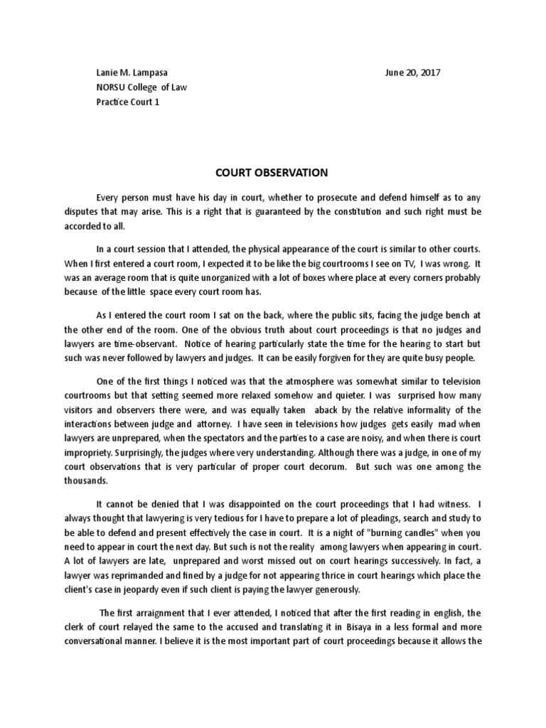 Court Observation | PDF | Lawyer | Courtroom