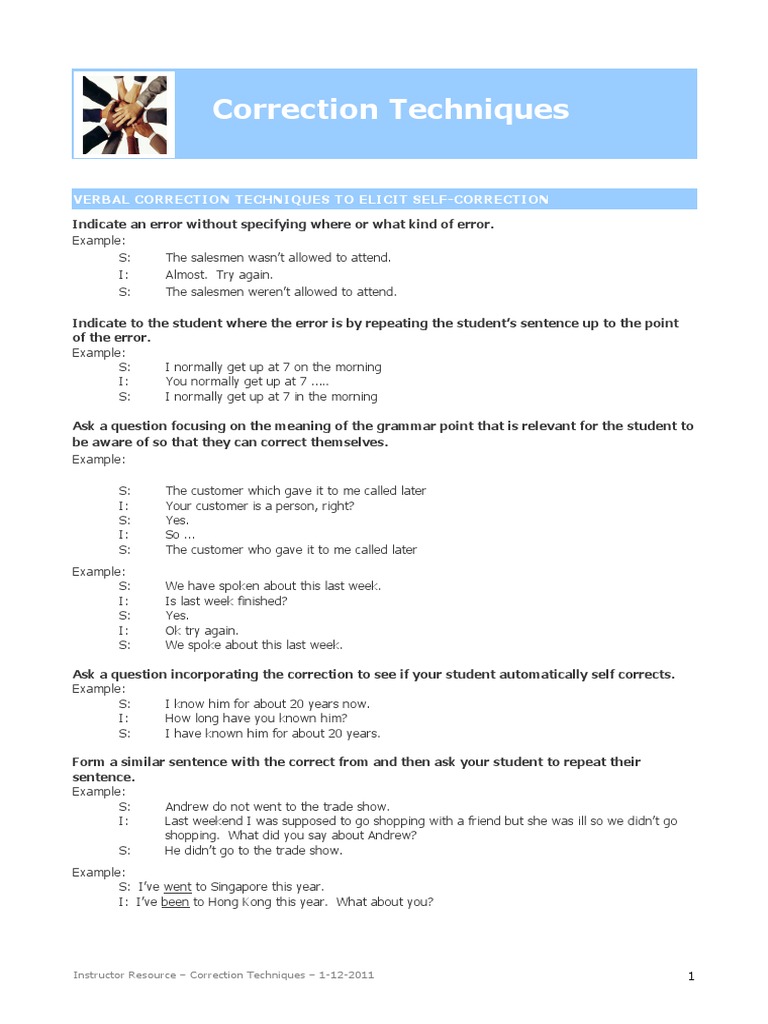 Resource - Correction Techniques | PDF | Cognitive Science | Cognition