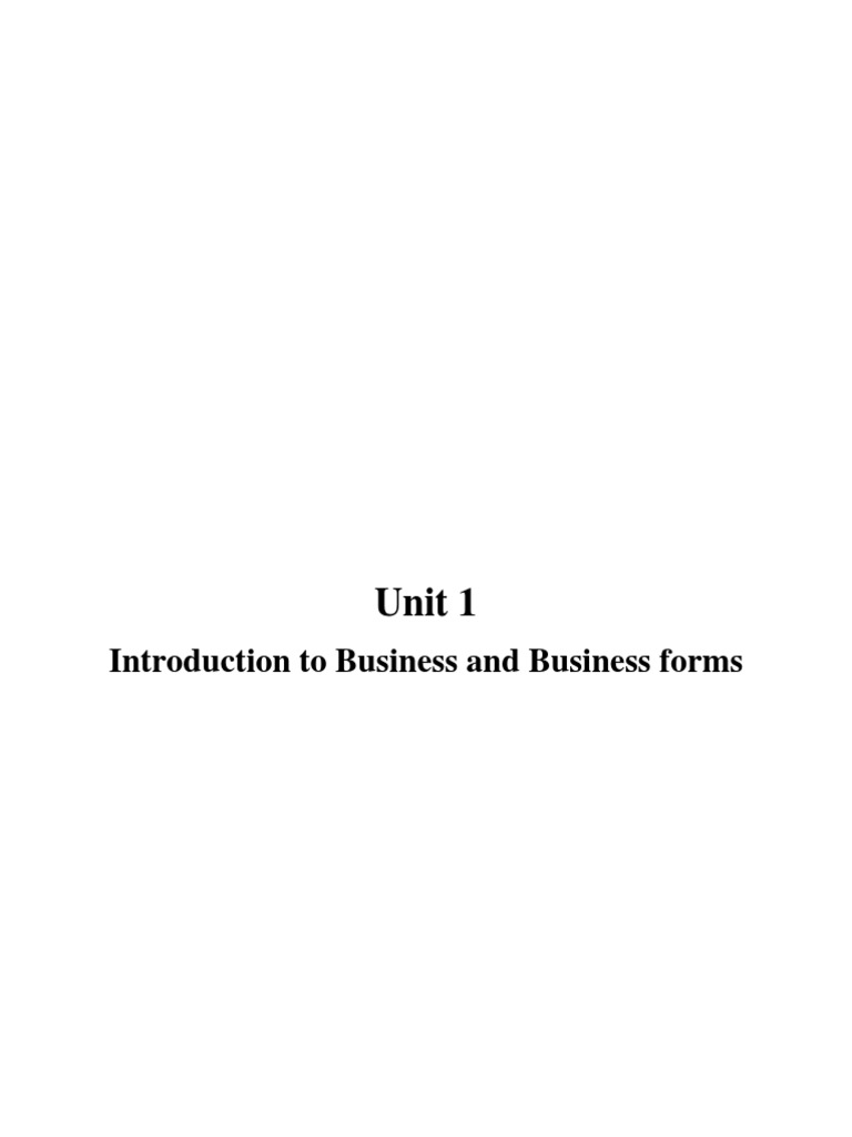 Unit 1: Introduction To Business and Business Forms | PDF | Partnership ...