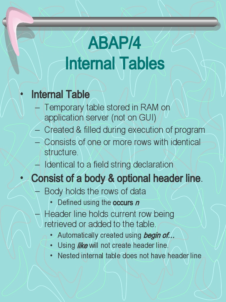 ABAP Internal Tables | Download Free PDF | Software Development | Information Age