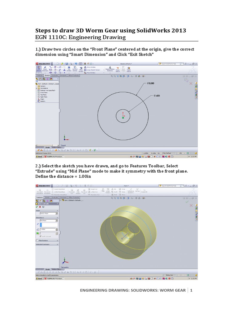3D Worm Gear in SolidWorks Guide | PDF | Gear | Geometry