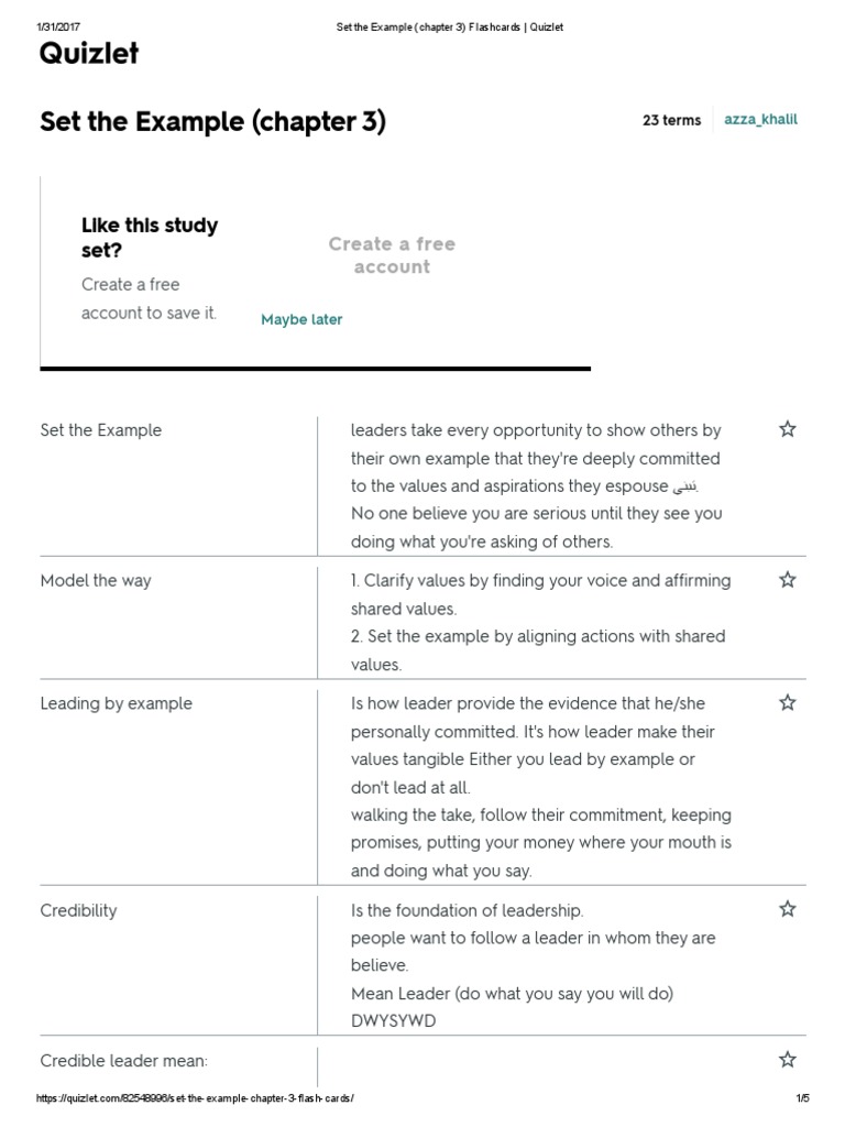 Set The Example (Chapter 3) Flashcards - Quizlet | PDF | Reinforcement ...
