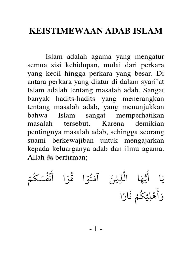97 Keistimewaan Adab Islam | PDF