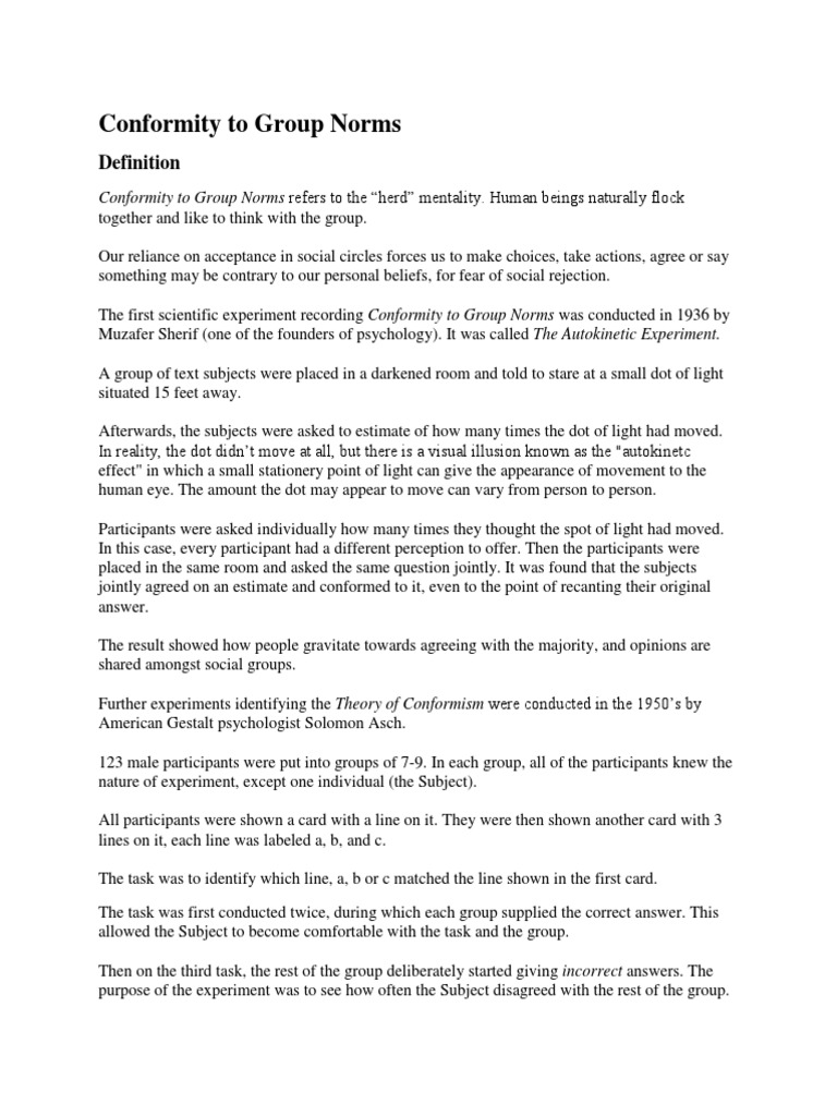 01 Conformity To Group Norms 2014 | PDF | Conformity | Metaphysics Of Mind