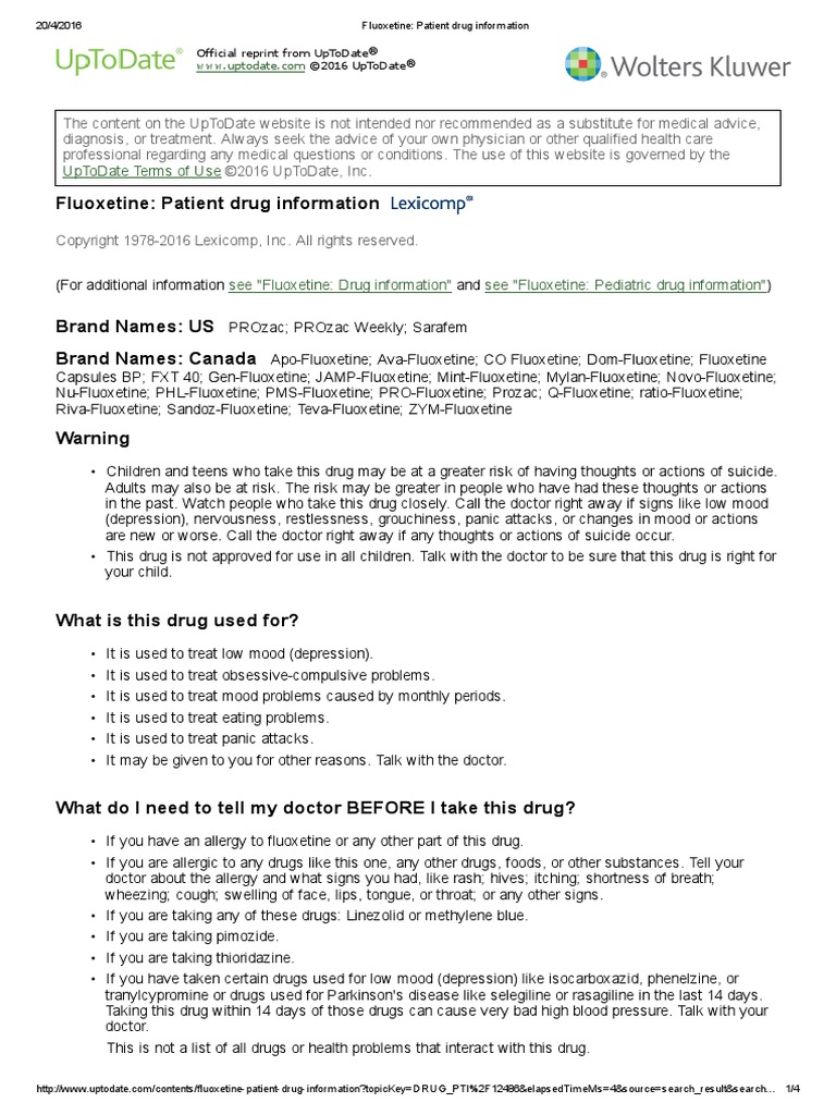 Fluoxetine_ Patient Drug Information | Dose (Biochemistry) | Pregnancy