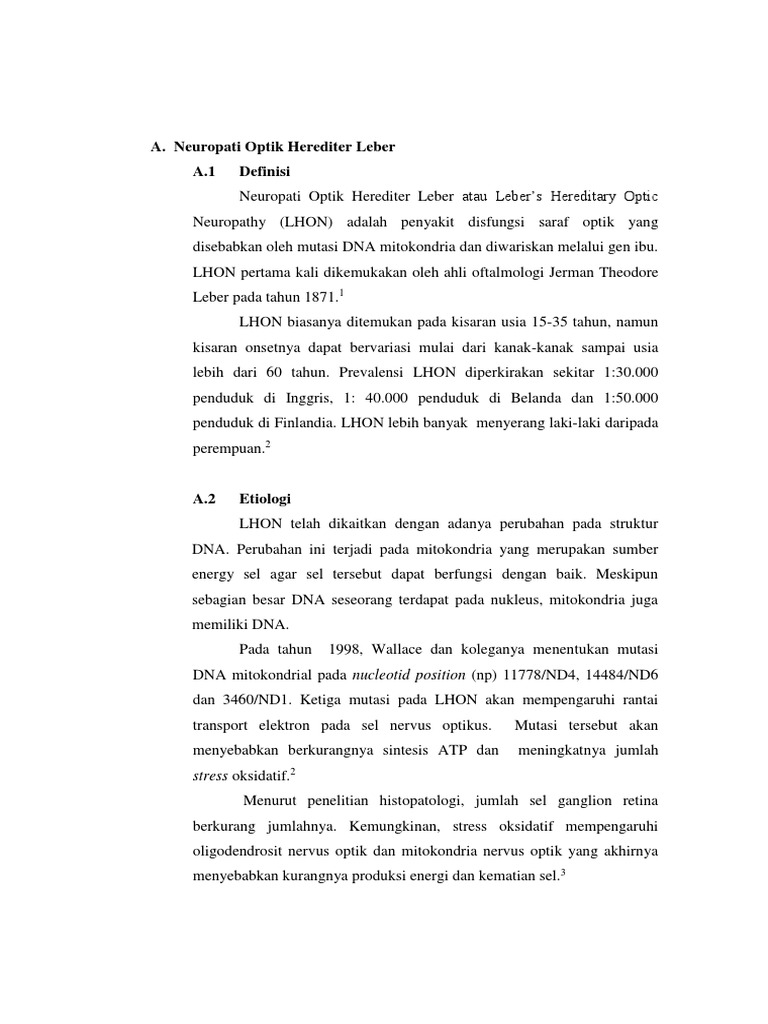 Neuropati Optik Herediter Leber | PDF