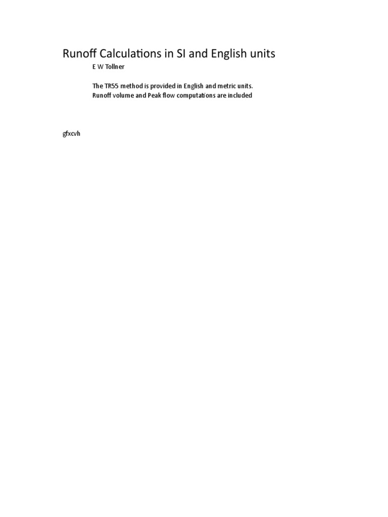 Runoff Calculations in SI and English Units | PDF | Drainage Basin ...