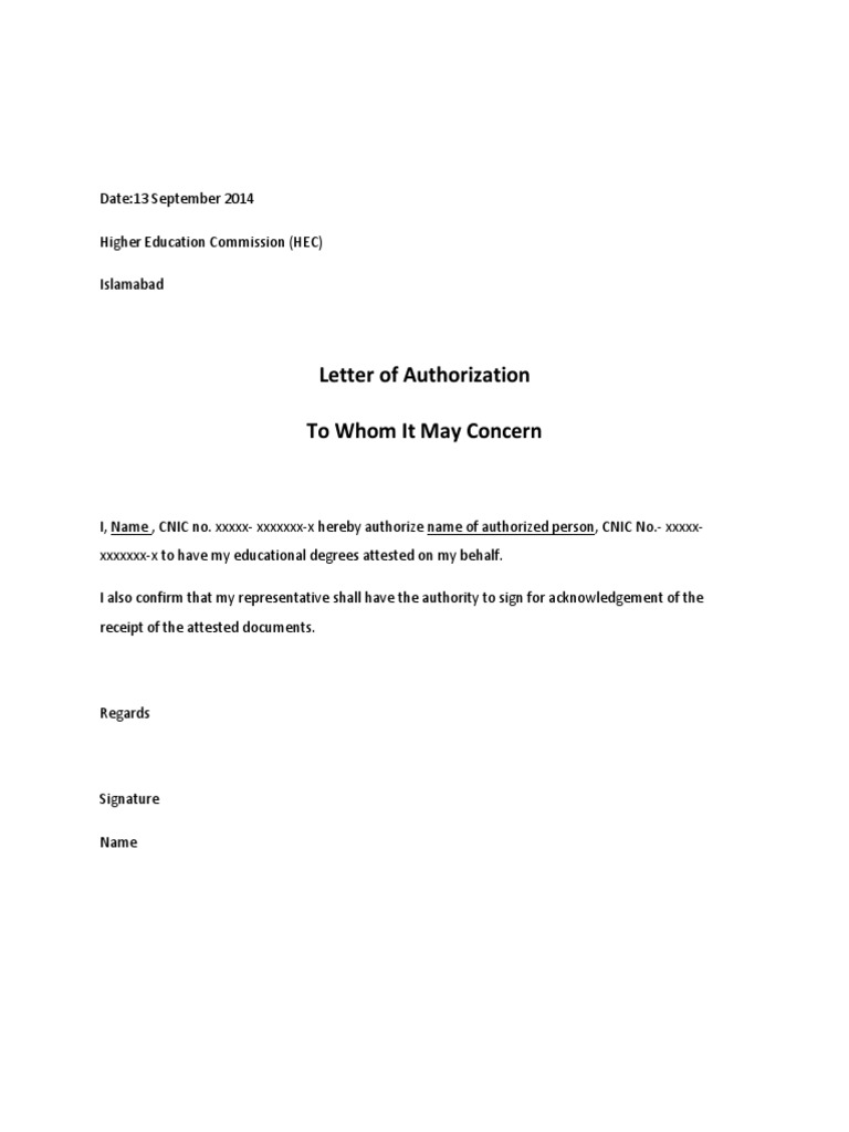 Sample Letter of Authority Hec PDF | PDF | Business