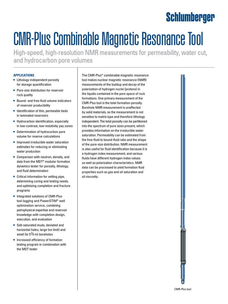 CMR-Plus Combinable Magnetic Resonance Tool | PDF | Nuclear Magnetic ...