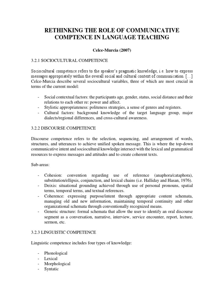 Reading 7 - Rethinking The Role of Communicative Competence in Language ...