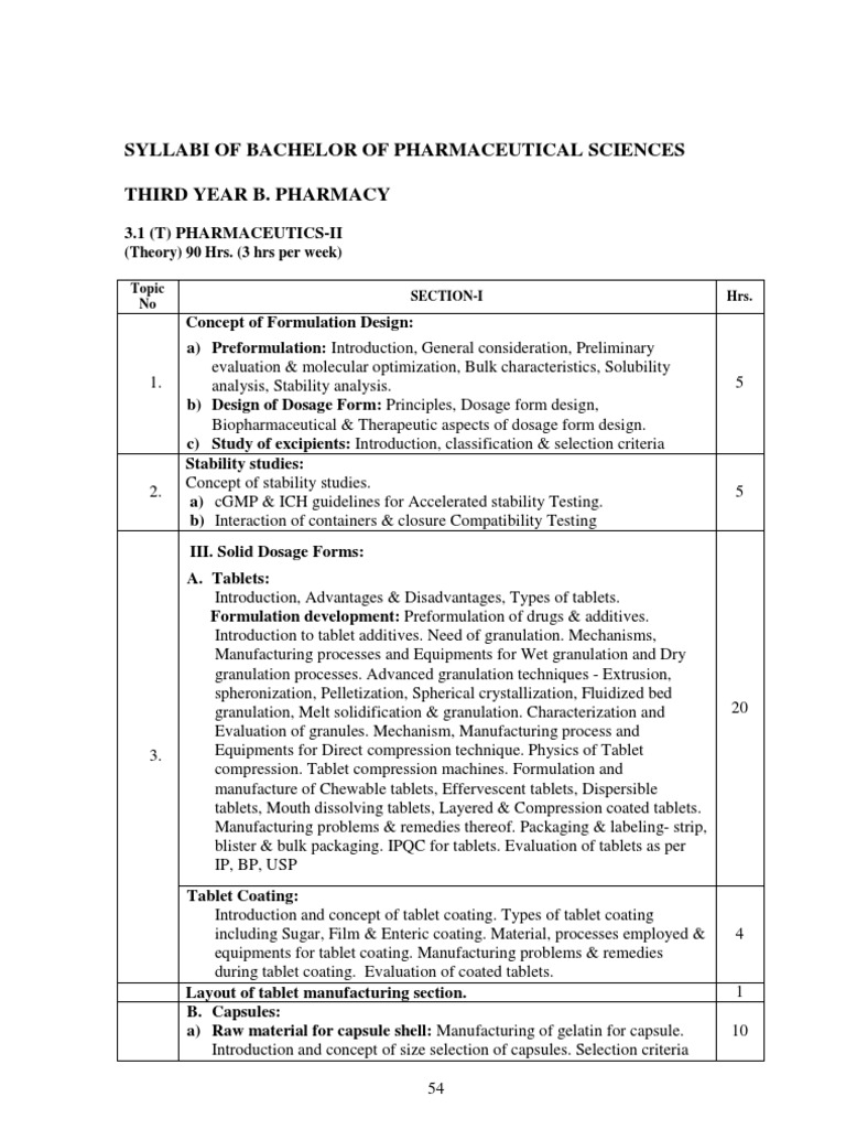 Third Year B Pharmacy Syllabus | PDF | Tablet (Pharmacy ...