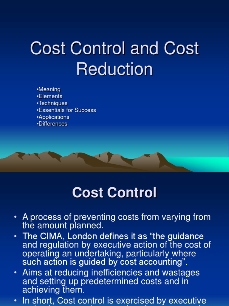 Cost Control and Cost Reduction | PDF | Cost Accounting | Cost