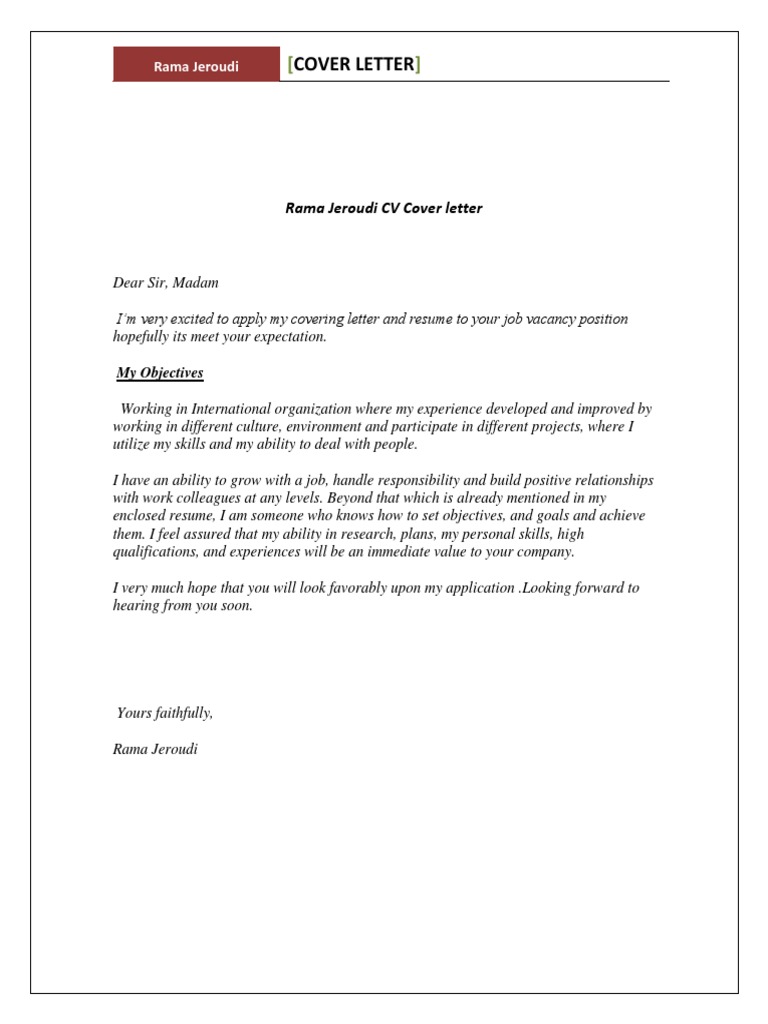 Cover Letter | PDF | Psychological Concepts | Cognition