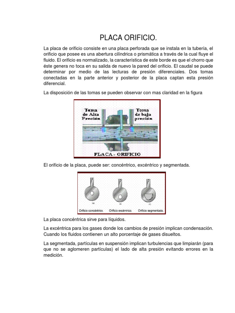 Placa Orificio | PDF | Presión | Medición
