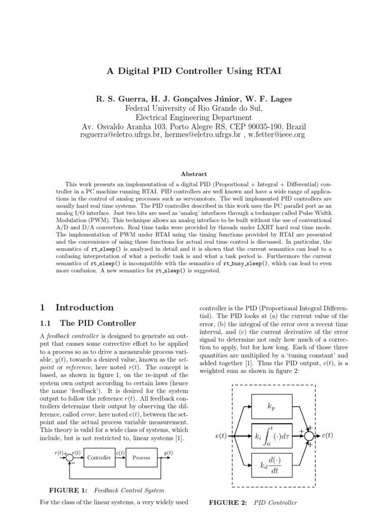 A Digital PID Controller Using RTAI | PDF | Analog To Digital Converter | Control Theory