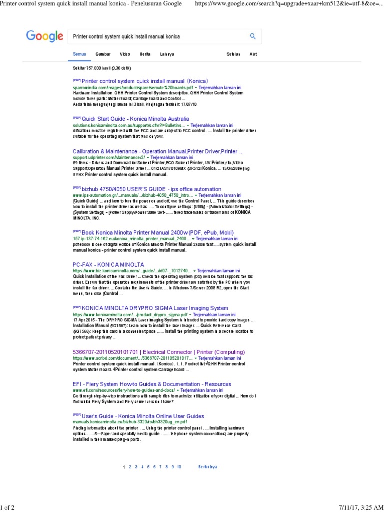 Printer Control System Quick Install Manual Konica | PDF | Printer ...