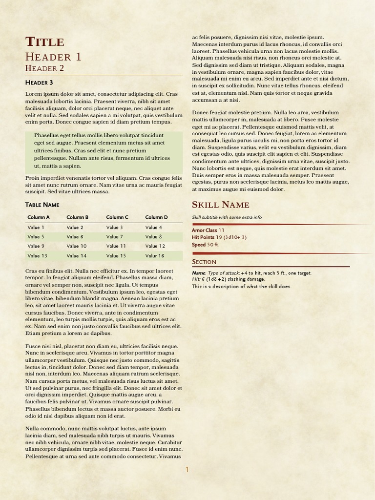 D&D 5E Template | PDF | Text