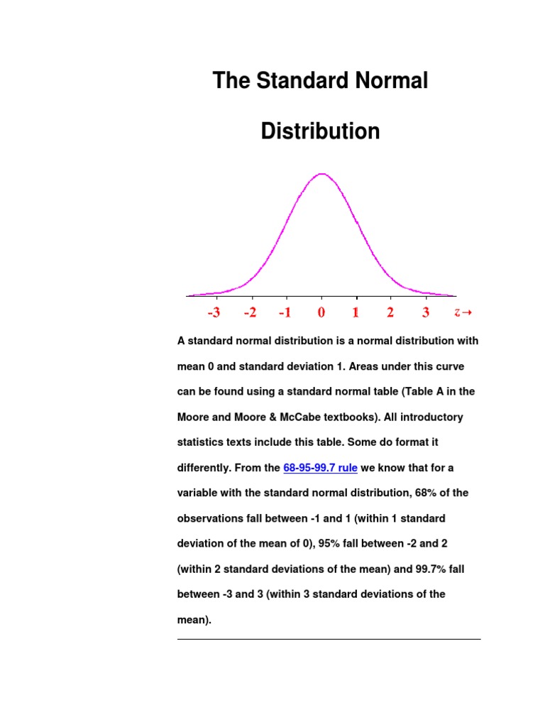 The Standard Normal Distribution | PDF | Normal Distribution ...