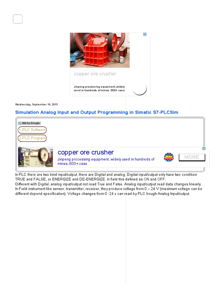 Simulation Analog Input And Output Programming In Simatic S7 Plcsim Pdf Programmable Logic 3236